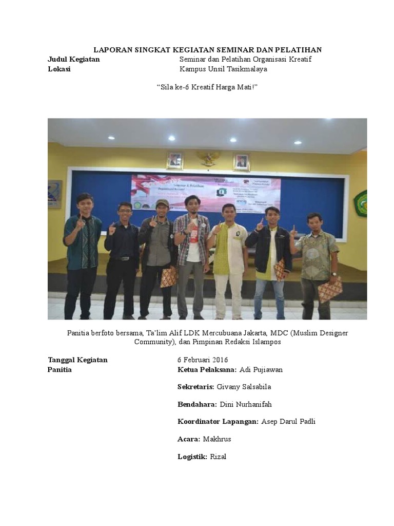 Contoh Laporan Singkat Kegiatan | PDF Contoh Laporan Singkat Kegiatan | PDF