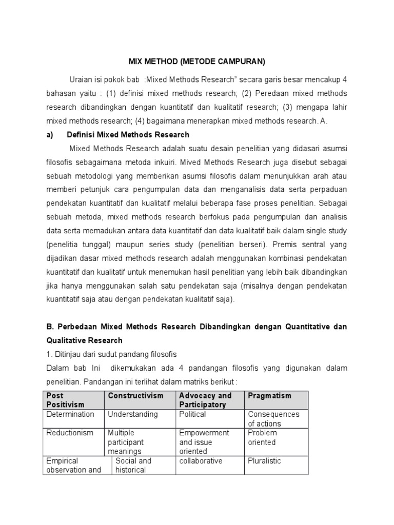 Definisi dan Penerapan Mixed Methods | PDF | Sains & Matematika