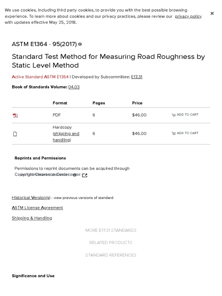 Standard Test Method For Measuring Road Roughness by Static Level ...
