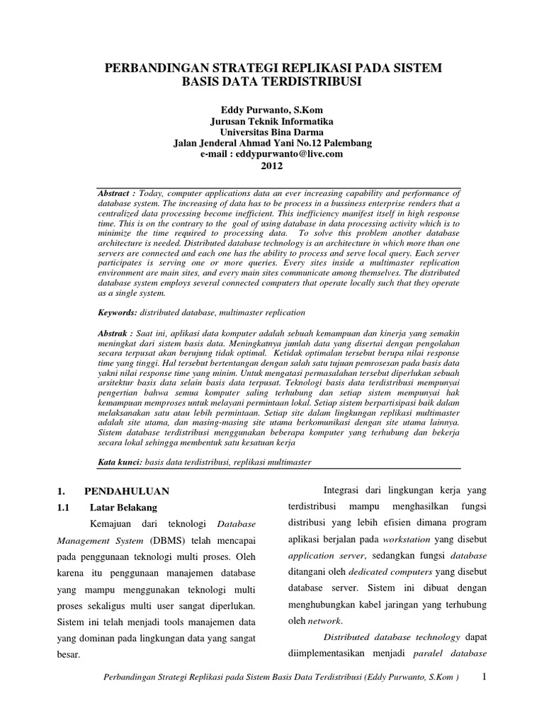 Strategi Replikasi Basis Data Terdistribusi | PDF | Komputer