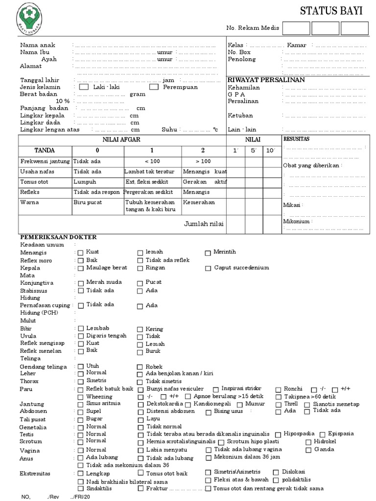Formulir Pendaftaran Rawat Inap | PDF