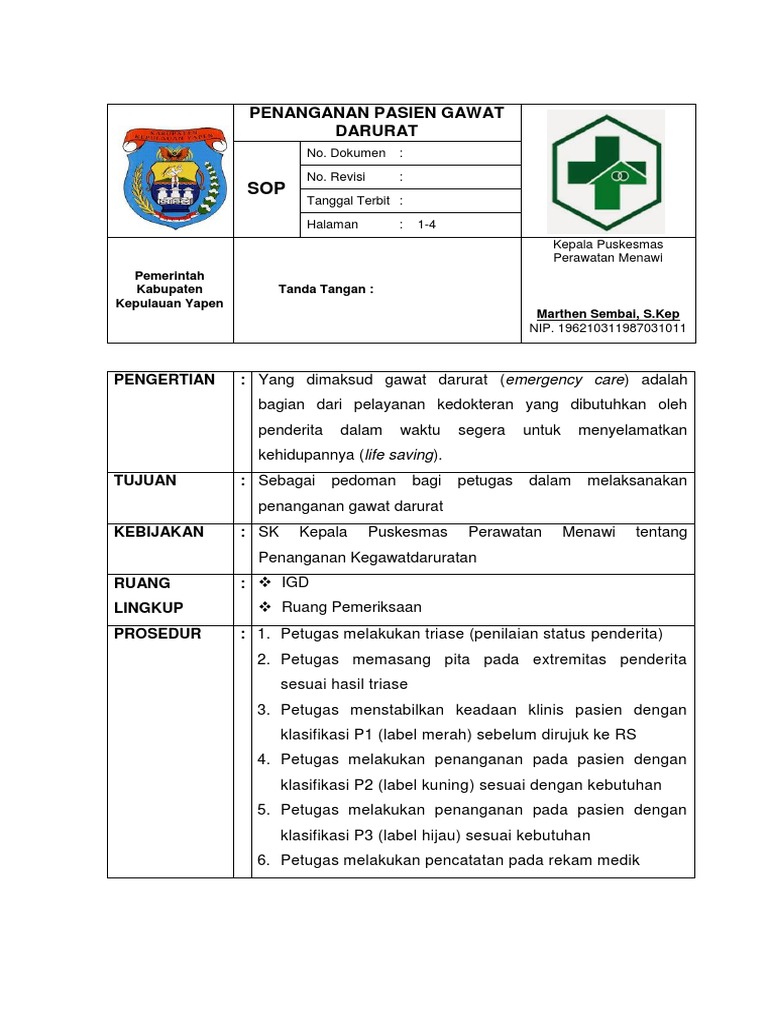 Sop Penanganan Gadar | PDF