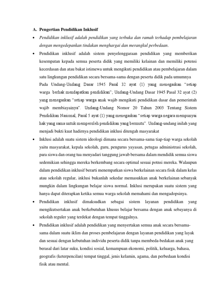 Pendidikan Inklusif: Definisi, Tujuan, dan Manfaat | PDF