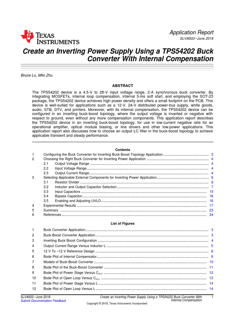 Inverting Power Supply Using A TPS54202 Buck | PDF | Capacitor | Power ...