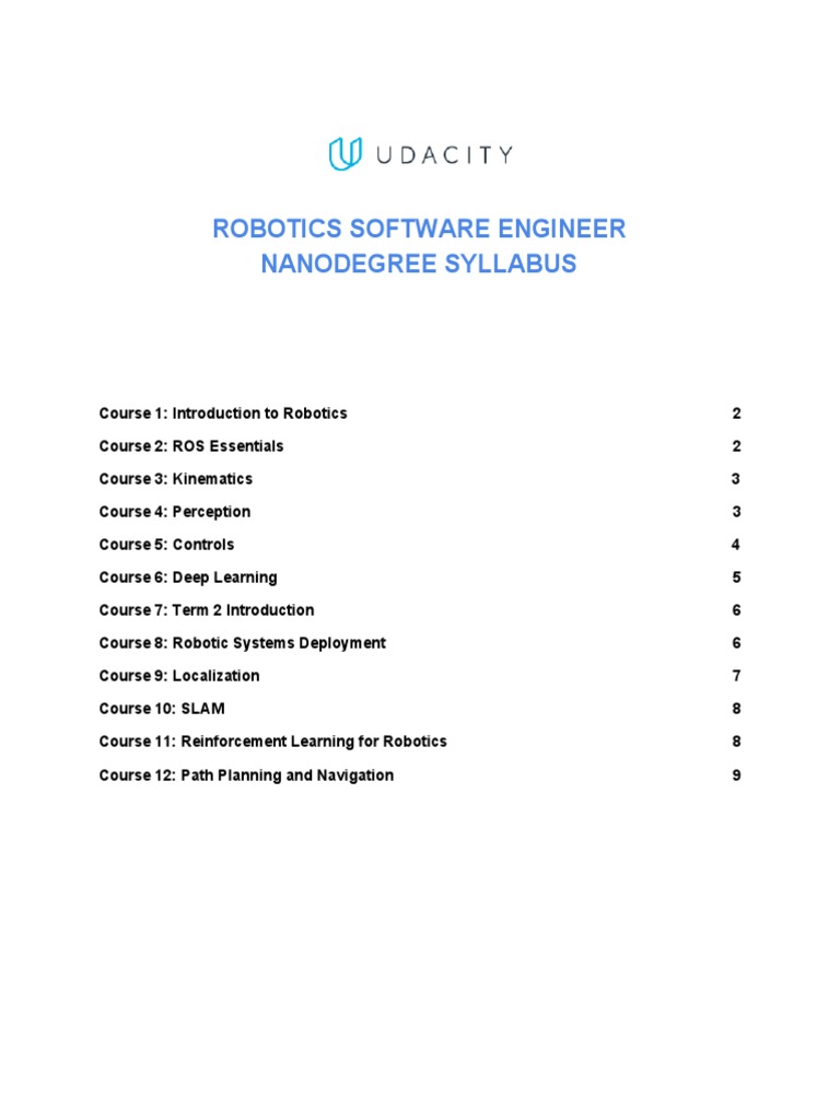 Robotics Nanodegree: Software Engineer Syllabus | PDF | Control ...
