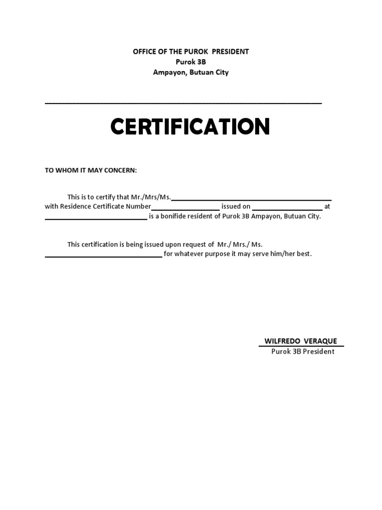 Office of The Purok President 12 | PDF