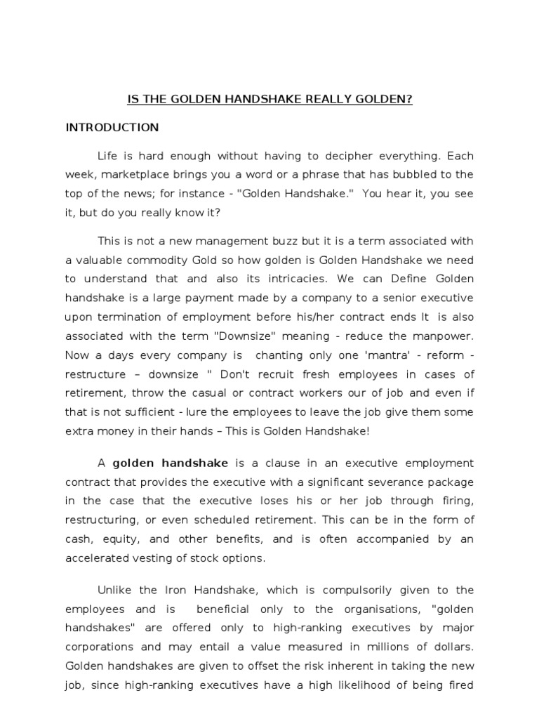Is Golden Handshake Really Golden | PDF | Layoff | Employment