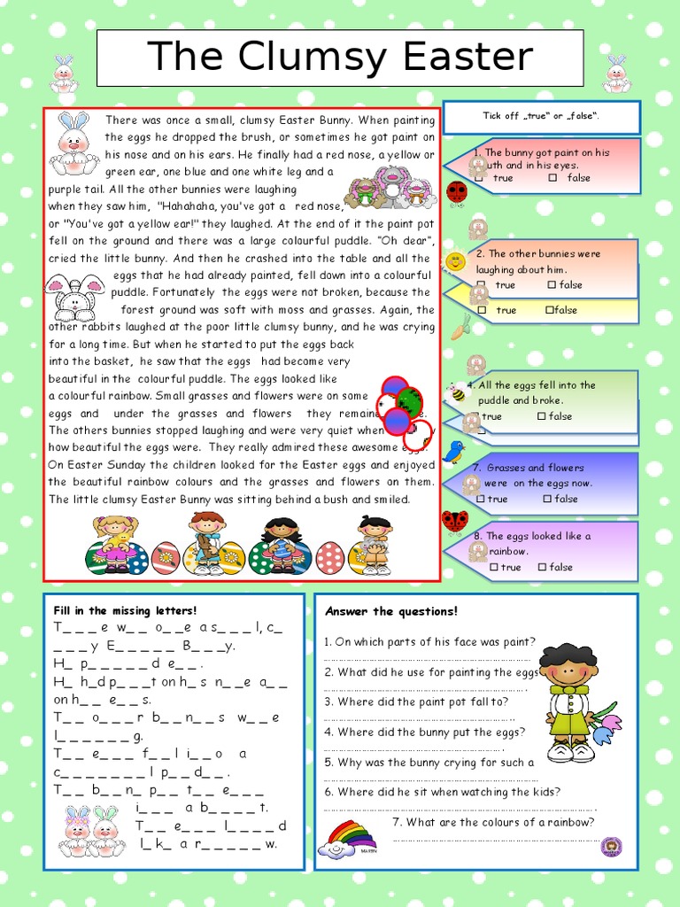 Clumsy Easter Bunny Worksheet | PDF | Rabbit | Nature