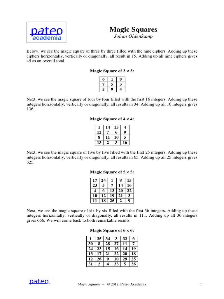 Magic Squares | PDF | Planetary Science | Solar System
