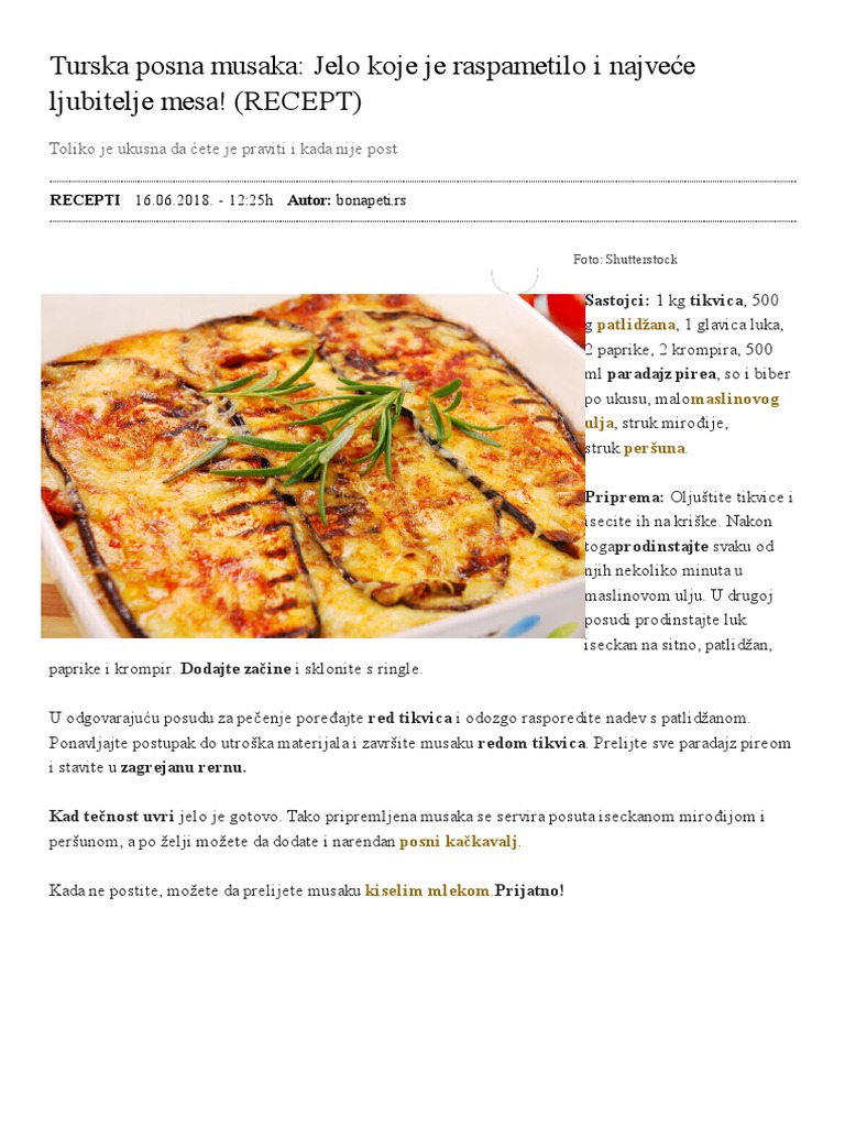 Turska Posna Musaka - Jelo Koje Je Raspametilo I Najveće Ljubitelje ...