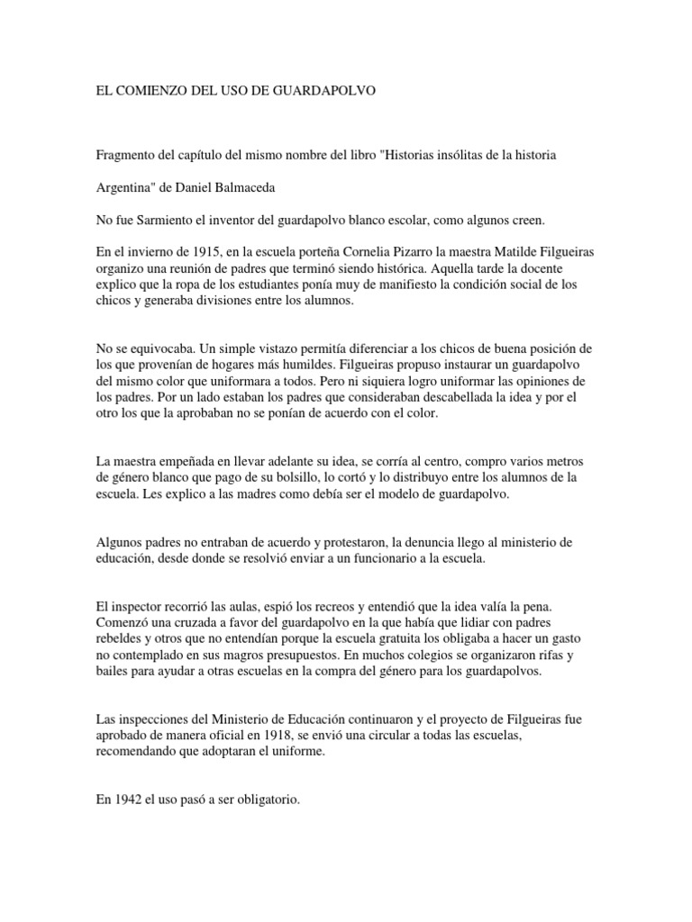 El Uso Del Guardapolvo Blanco | PDF