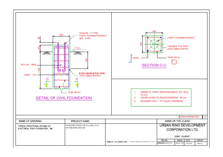 Electric Pole Foundation Design Details | PDF | Technology & Engineering