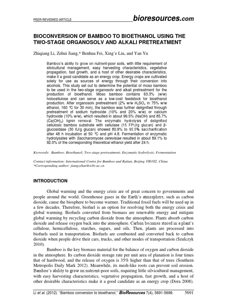 Bioresources.: Bioconversion of Bamboo To Bioethanol Using The Two ...