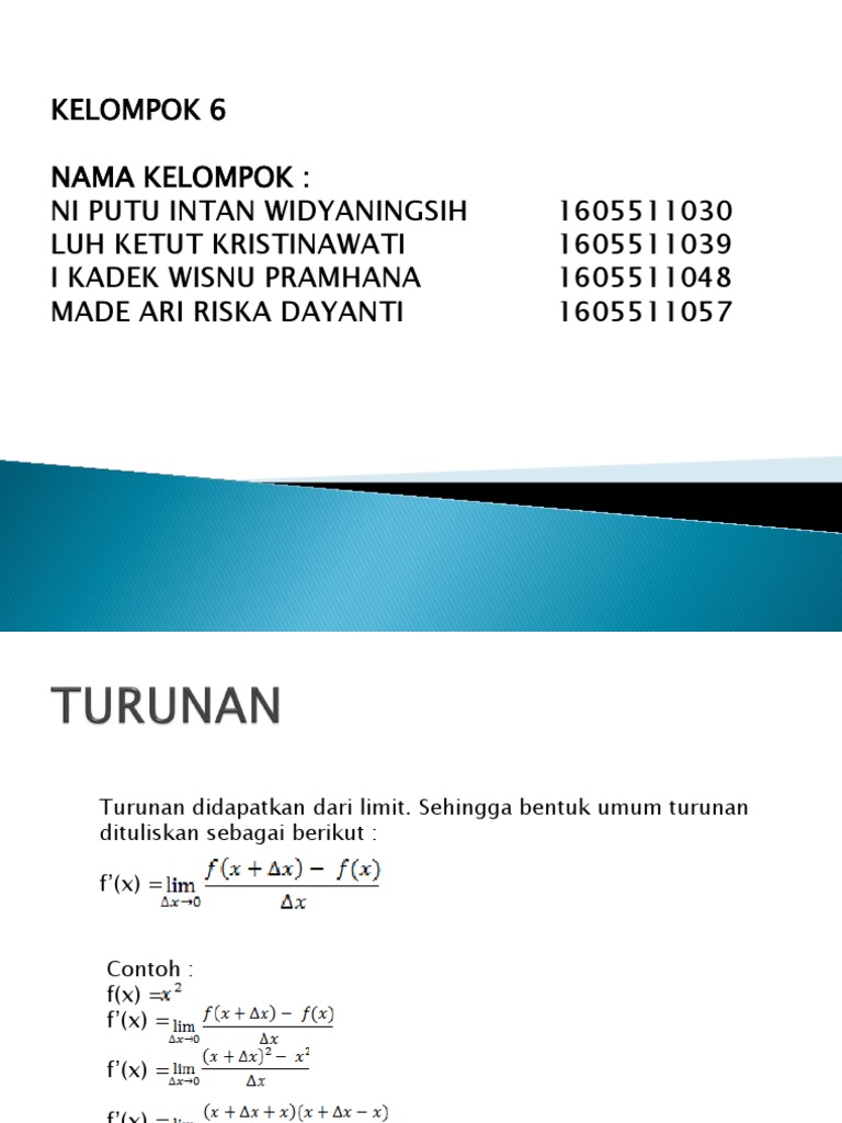 Kalkulus PPT Turunan | PDF