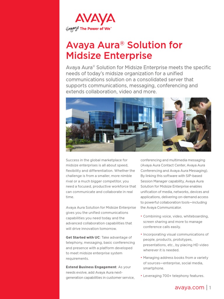 Avaya Aura For Midsize Enterprise Brochure-UC4660 PDF | PDF | Computing | Digital Technology
