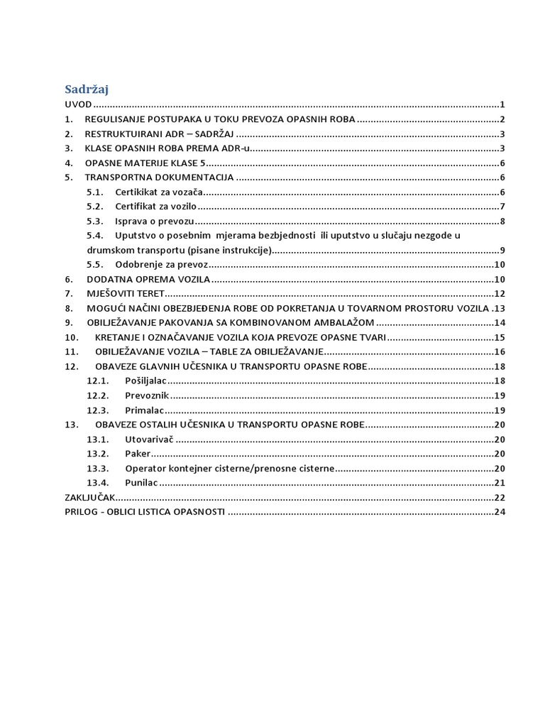 Prevoz Opasnih Materija | PDF