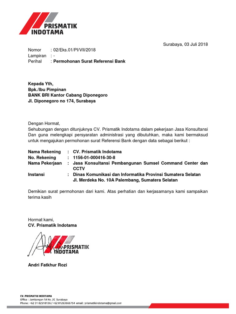 Permohonan Surat Referensi Bank BRI | PDF