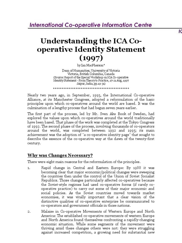Understanding The ICA Cooperative Identity Statement | PDF ...