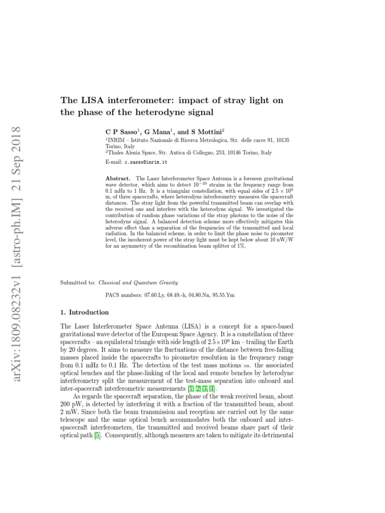 The LISA Interferometer: Impact of Stray Light On The Phase of The ...