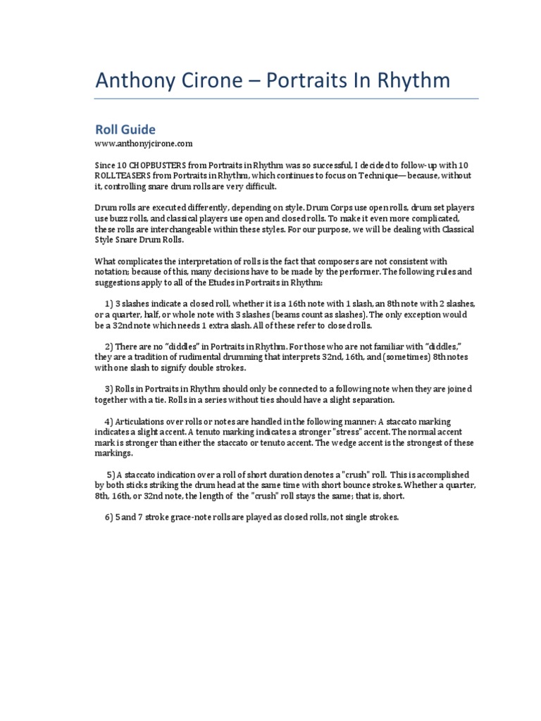 Technique and Interpretation of Classical Style Snare Drum Rolls: A ...