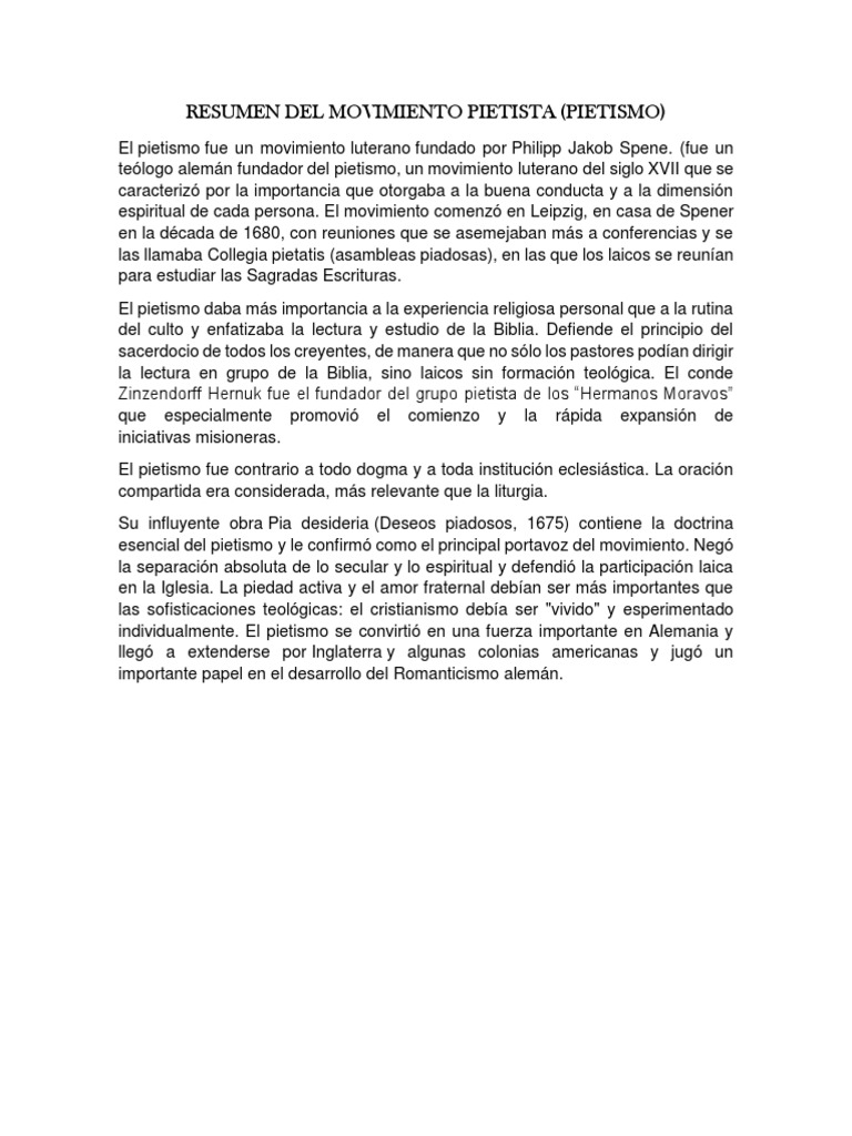 Movimiento Pietista | PDF | Religión y espiritualidad