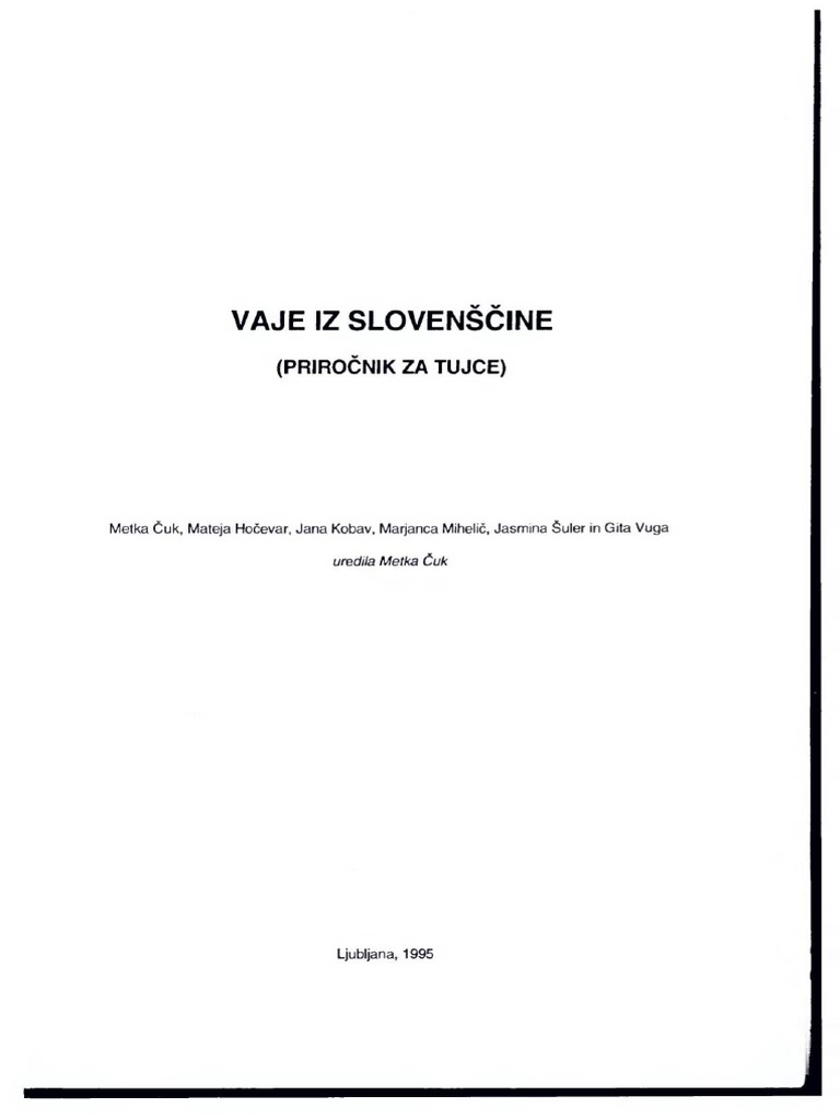 Vaje Iz Slovenščine Priročnik Za Tujce | PDF