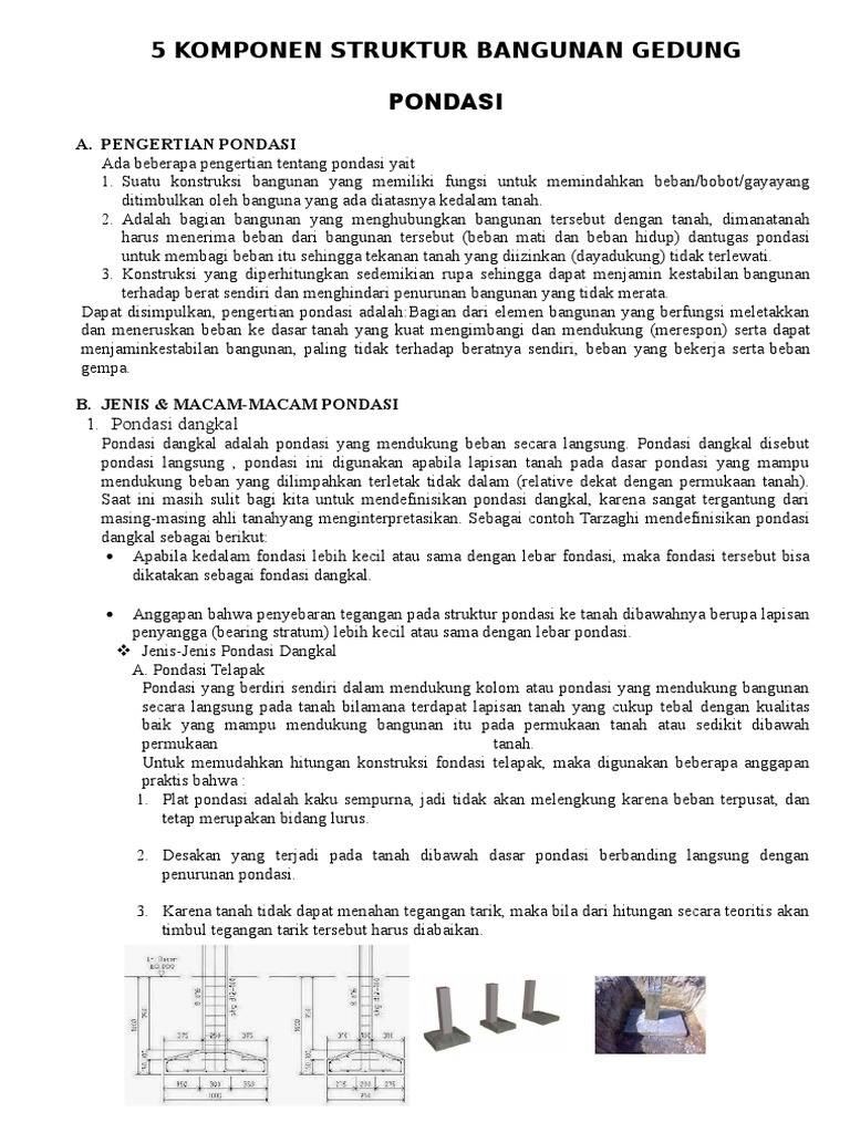 5 Komponen Struktur Bangunan Gedung Edit | PDF