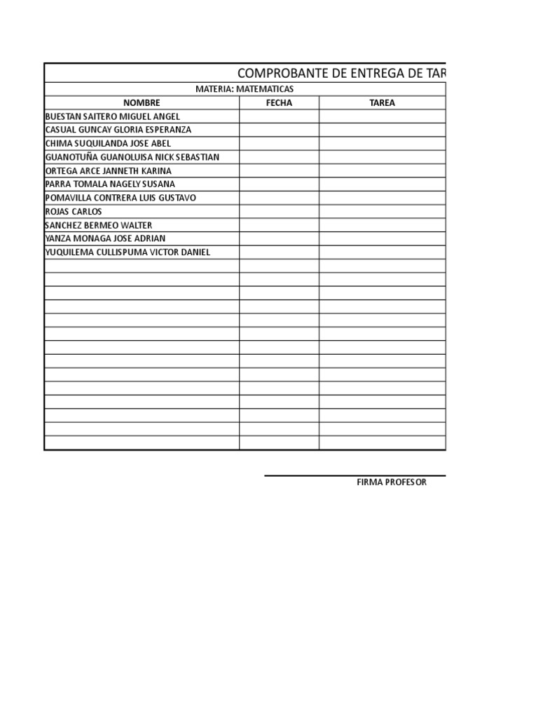 Comprobante de Entrega de Tareas Matemáticas | PDF