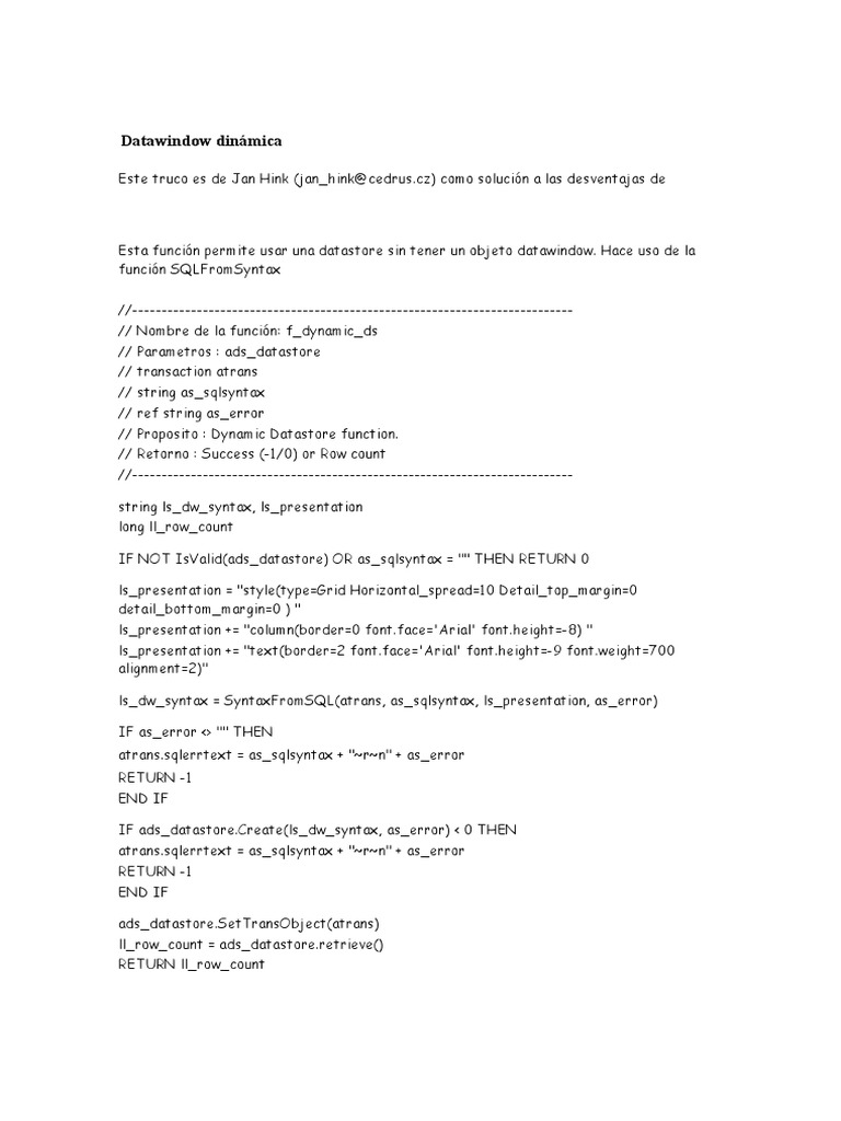 Datawindow Dinámica | Descargar gratis PDF | Programación de computadoras | Desarrollo de software