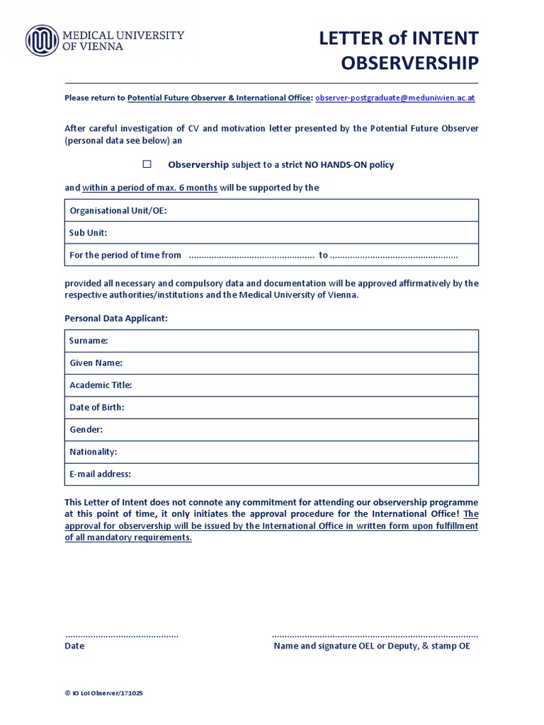 Letter of Intent Observer | PDF