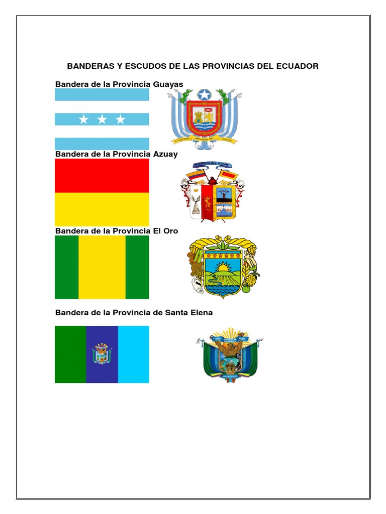Banderas y Escudos de Provincias del Ecuador | PDF | Viajes y turismo ...