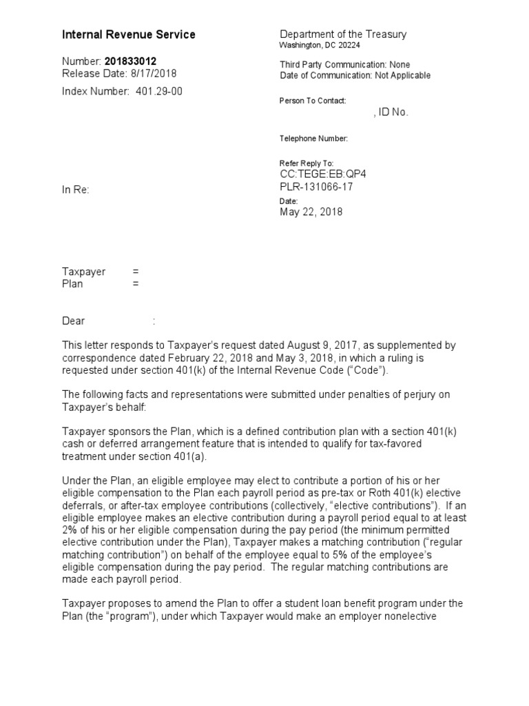 Internal Revenue Service: Third Party Communication: None Date of ...