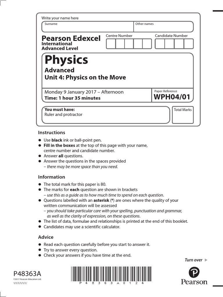 IAL Physics Jan 2017 Unit 4 QP PDF | PDF | Atomic Nucleus | Physical Quantities