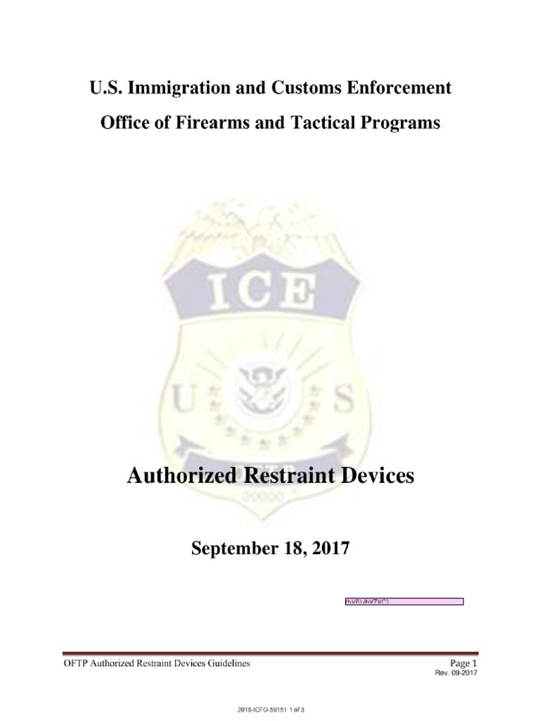 ICE Authorized Restraint Devices (Sept. 2017) | PDF