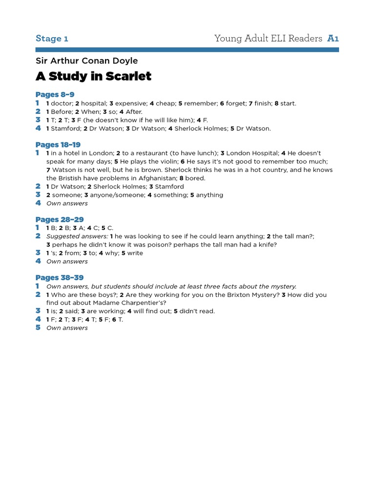 A Study in Scarlet Facit PDF | PDF | Dr. Watson | Detective Fiction