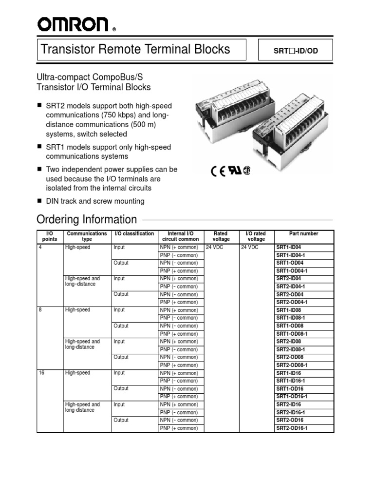 Transistor Remote Terminal Blocks: Ordering Information | PDF | Bipolar ...