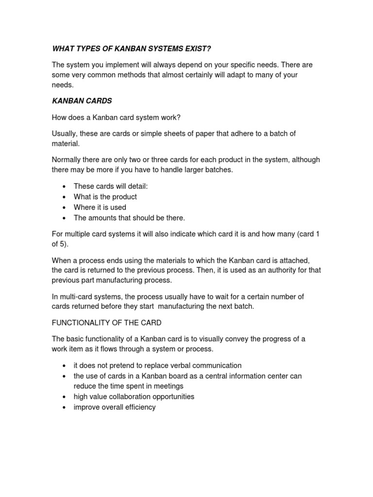 What Types of Kanban Systems Exist | PDF | System | Business