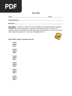 Book Club Thinking Discussion Sheet | PDF