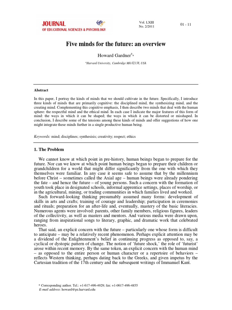 Five Minds For The Future An Overview | PDF | Mind | Cognitive Science