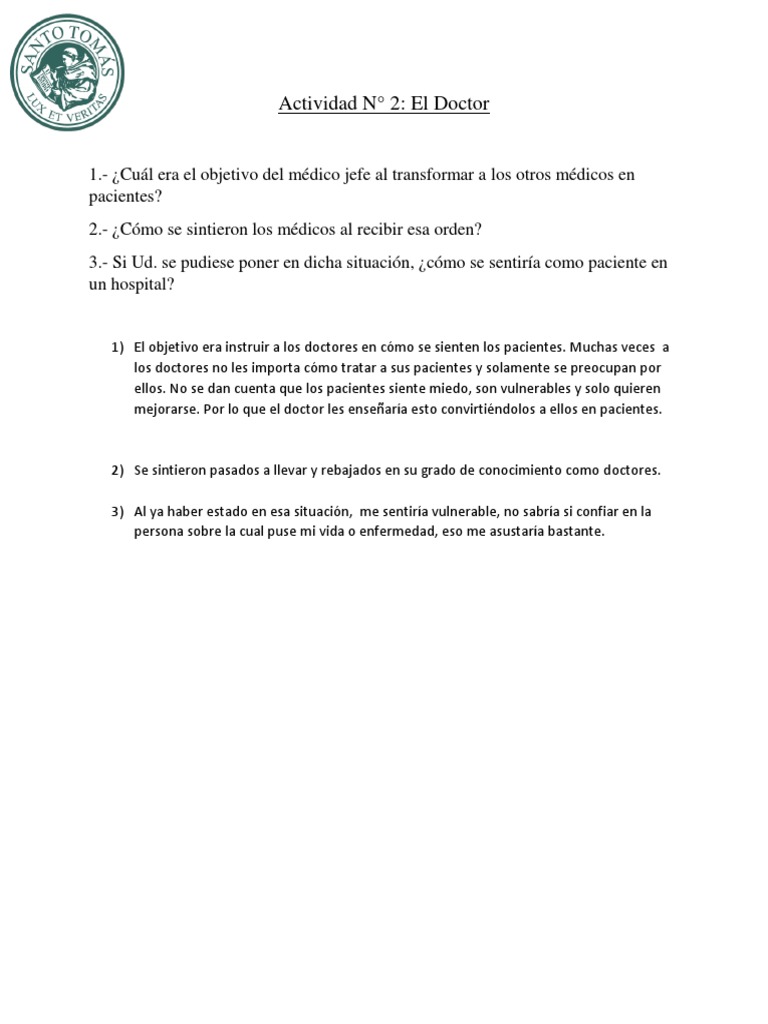 Trabajo 2 - EL Doctor | PDF | Relaciones personales, crianza y ...