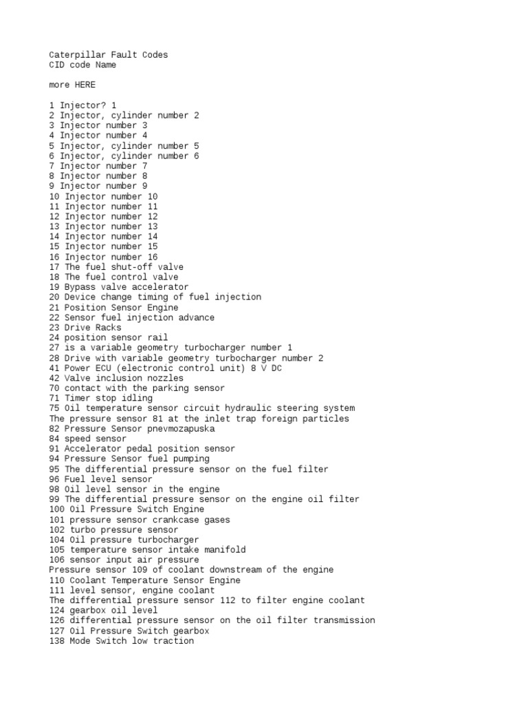 Caterpillar Fault Codes PDF Fuel Injection Ignition System