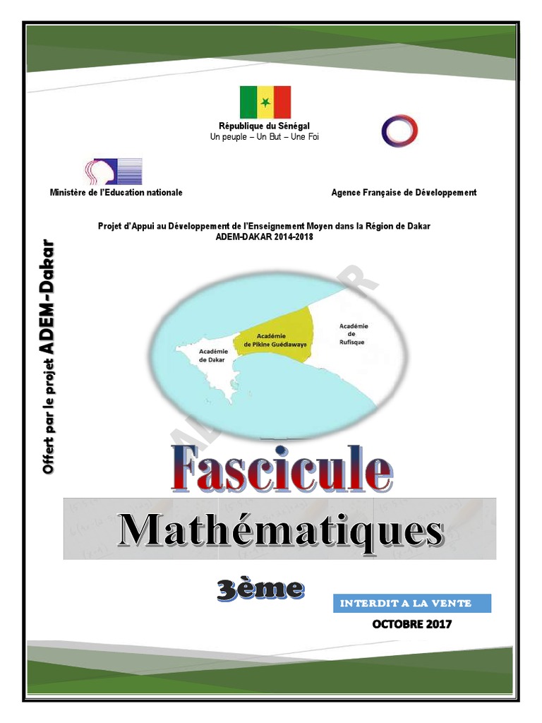 Fascicule Mathématiques 3ème Sénégal | PDF | Géométrie | Enseignants