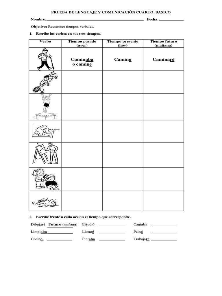 Prueba Sobre Verbos | PDF