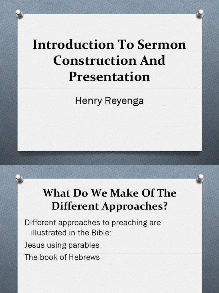 Introduction To Sermon Construction and Presentation : Henry Reyenga | PDF