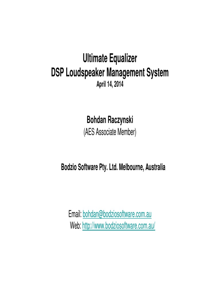 Ultimate Equalizer Presentation Final | PDF | Equalization (Audio) | Loudspeaker