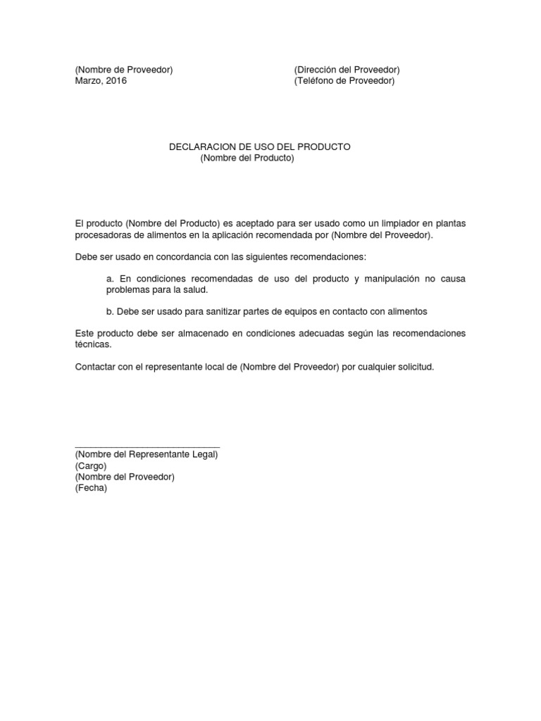 Modelo Carta de Garantía de Producto | PDF