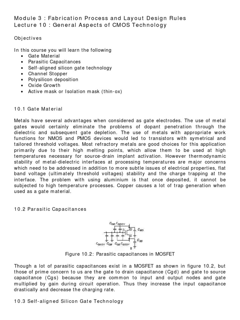 Module 3: Fabrication Process and Layout Design Rules Lecture 10 ...