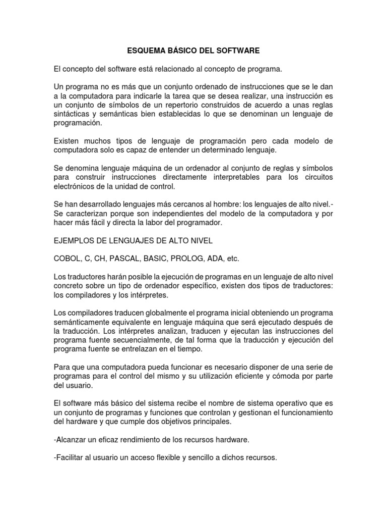 Esquema Básico Del Software | PDF | Lenguaje de programación | Programa de computadora