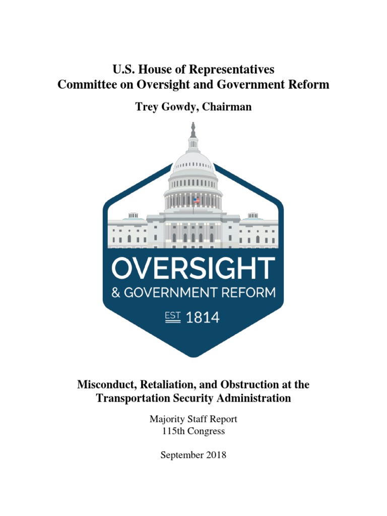 House Oversight Committee Report on TSA Misconduct | Transportation ...