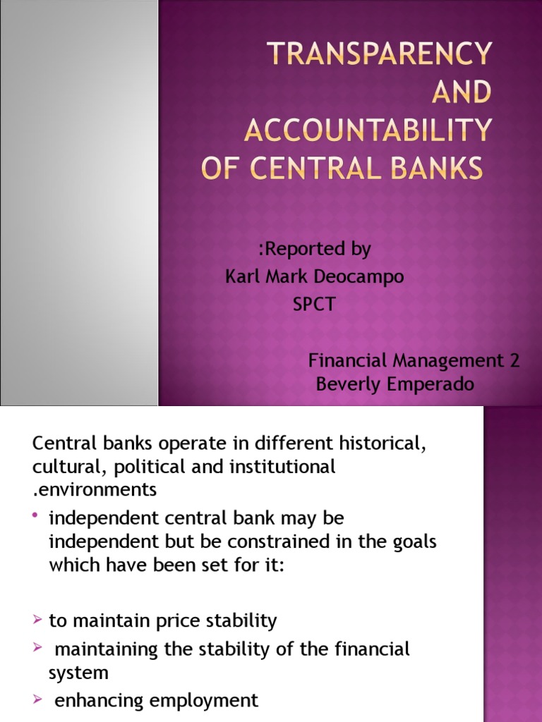 Central Bank Transparency & Accountability | PDF | Central Banks | Policy